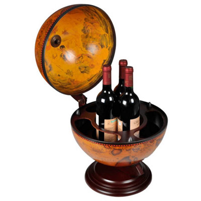 CLASSIC TABLETOP GLOBE BAR WINE STAND WOOD