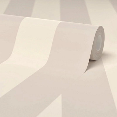 Classic Wide Stripe Wallpaper In Cream And Truffle | DIY at B&Q