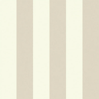Classic Wide Stripe Wallpaper in Magnolia and Sandstone