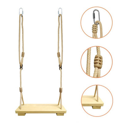 Classic Wooden Swing Seat with Adjustable Rope - Indoor & Outdoor Fun ...