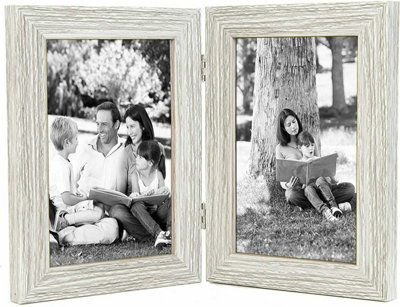 Clay Roberts Double Photo Picture Frame 6 x 4, Light Grey, Holds 2 ...