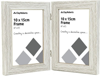 Clay Roberts Double Photo Picture Frame 6 x 4, Light Grey, Holds 2 ...