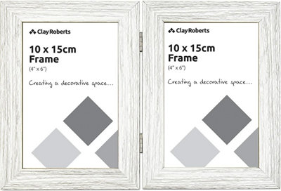 Clay Roberts Double Photo Picture Frame 6 x 4, Light Grey, Holds 2 ...