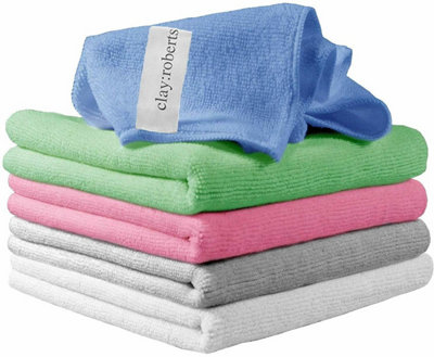 Clay Roberts Microfibre Cleaning Cloths, 40cm x 30cm - Pack of 5 ...