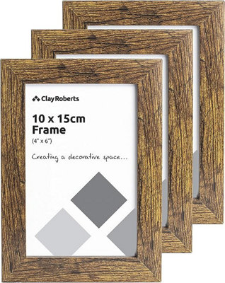 Clay Roberts Photo Picture Frames 6 x 4, Brown, Pack of 3, Freestanding ...
