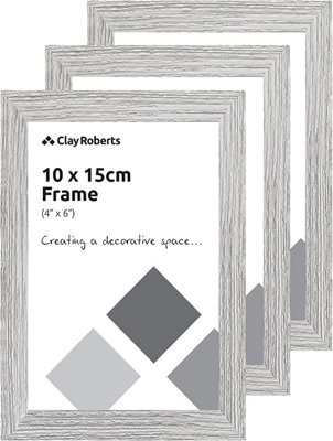 Clay Roberts Photo Picture Frames 6 x 4, Light Grey, Pack of 3 ...
