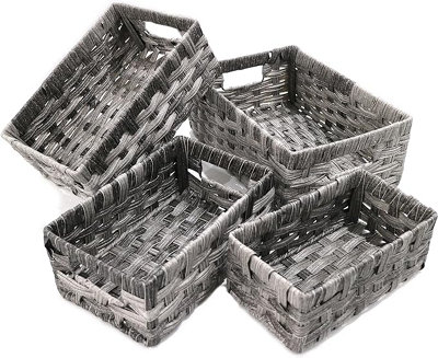 Clay Roberts Storage Baskets, 4 Pack, Grey, Large Storage Baskets Sets ...