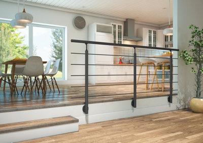 Clean Banister Kit Black 1.5m Wall Mounted