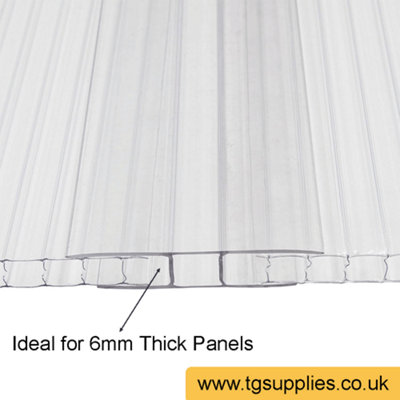 Clear 6mm H Section Joiner for 6mm Polycarbonate Roofing Greenhouse ...
