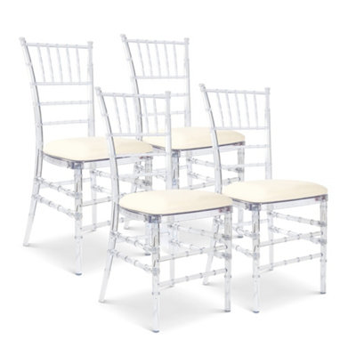 Clear Acrylic Chiavari Dining Chairs Wedding Event Chair - Set of 4