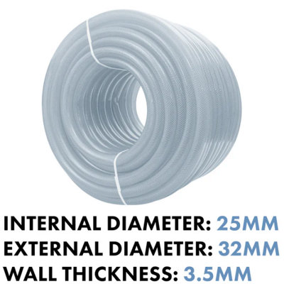 Clear Braided PVC Pipe 25mmx3.5mm - 10 Meters