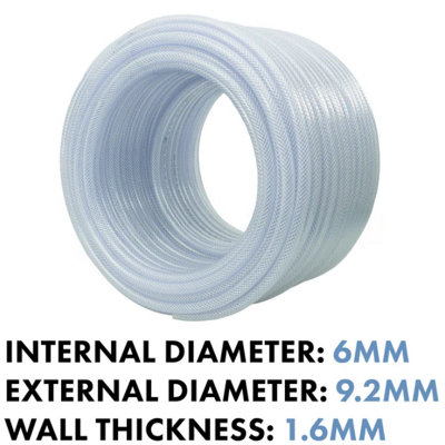 Clear Braided PVC Pipe 6mmx1.6mm - 5 Meters