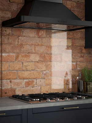 Clear Glass Kitchen Splashback (Brass Cap) 900mm x 750mm | DIY at B&Q