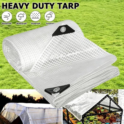 Clear Heavy Duty Tarpaulin Waterproof Cover Ground Sheet Transparent ...