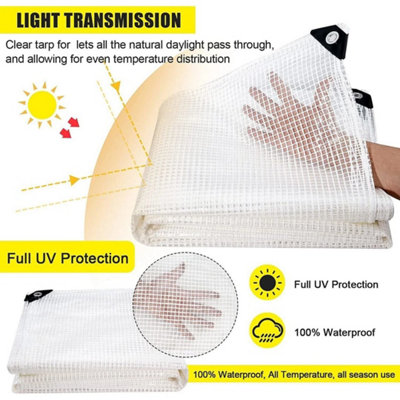 Clear Heavy Duty Tarpaulin Waterproof Cover Ground Sheet Transparent ...