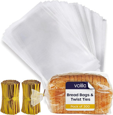 Clear Plastic Bread Bags 300 Pack 45cm x 20cm x 10cm Reusable for Loaf ...