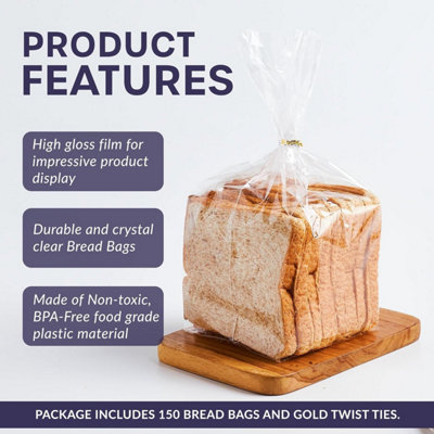 Clear Plastic Bread Bags for Homemade Loaves, Buns, Baguettes 300 ...