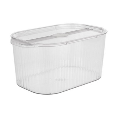 Clear Plastic Vertical Stripe Kitchen Container Food Storage Box with ...