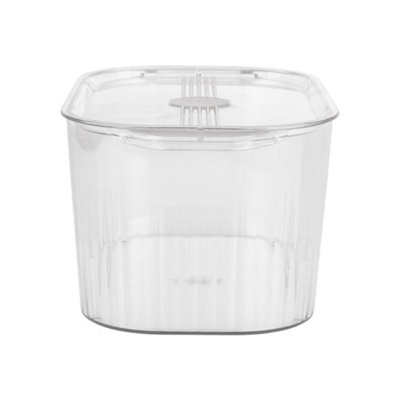 Clear Plastic Vertical Stripe Kitchen Container Food Storage Box with ...