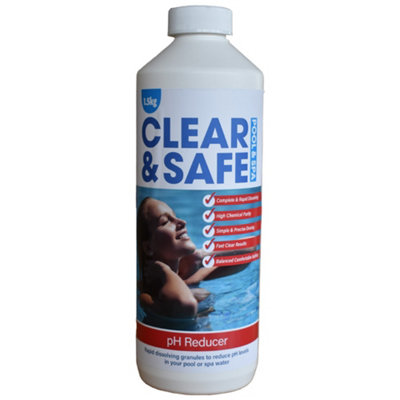 Clear & Safe 1.5kg pH Minus - Reduce pH water levels for Pool, Spas ...