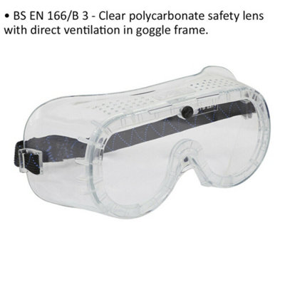 Clear Safety Goggles - Direct Ventilation - Eye Protection - Lab ...