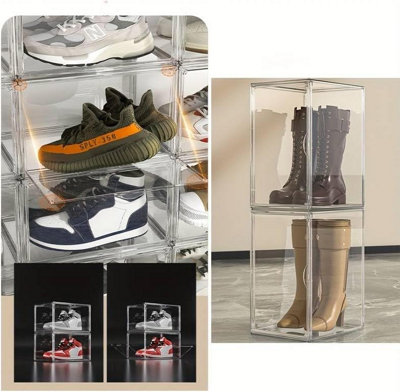 Clear Stackable Acrylic Shoe Storage Box with Magnetic Door Sneaker ...