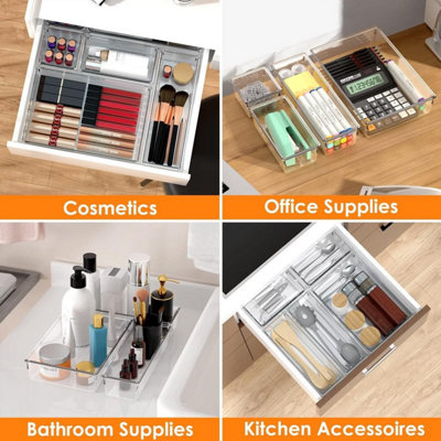 Clear Versatile Drawer Divider Trays 25-Piece Set for Organizing Vanity ...