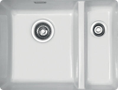 Clearwater Avola Ceramic White Gloss Kitchen Sink 1.5 Bowl Undermount ...
