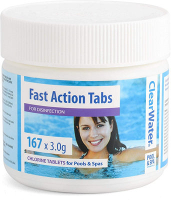 Clearwater CH0022 Fast Action Chlorine Tabs for Hot Tub Pools 167 Tablets