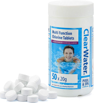CLEARWATER Chlorine Tablets Mini Multifunction 50 x 20g Hot Tub Lay Z ...