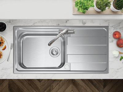 Clearwater Cresta Big Single Bowl and Drainer Stainless Steel Kitchen ...