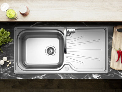 Clearwater DeepBlue 1.0 Bowl and Drainer Stainless Steel Kitchen Sink ...