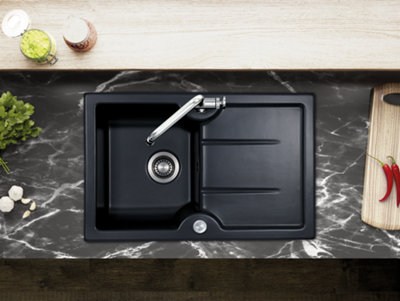 Clearwater Harmony Ceramic Black Satin Small Compact Kitchen Sink 1 ...