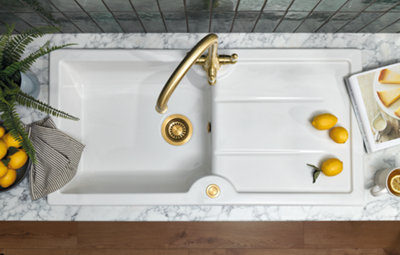 Clearwater Harmony Ceramic White Kitchen Sink 1 Bowl & Drainer ...