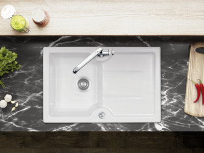 Clearwater Harmony Ceramic White Small Compact Kitchen Sink 1 Bowl ...