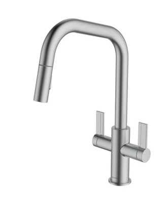 Clearwater Kira U Spout Pull Out With Twin Spray Kitchen Brushed Nickel ...