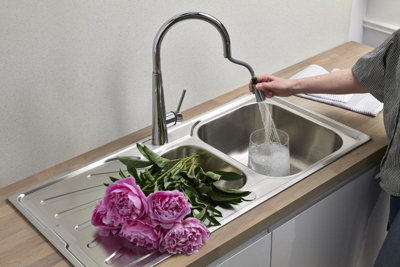 Clearwater Porrima Pull Out With Twin Spray Kitchen Brushed Nickel - PO3BN