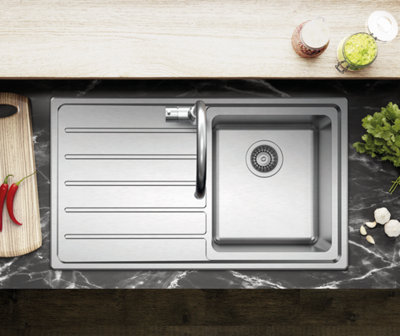 Clearwater Solar 1 Bowl and Left Hand Drainer Stainless Steel Kitchen ...
