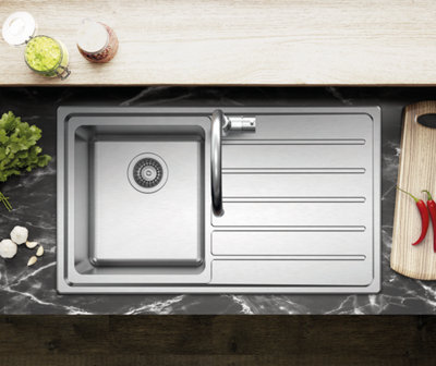 Clearwater Solar 1 Bowl and Right Hand Drainer Stainless Steel Kitchen ...