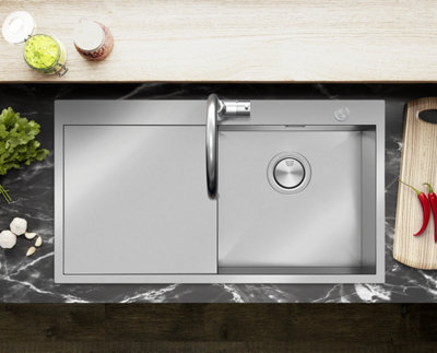 Clearwater Zenith Single Bowl Left Hand Drainer Stainless Steel Kitchen ...