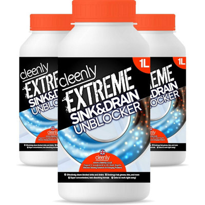 Cleenly Extreme Sink & Drain Cleaner & Unblocker Liquid (3x1 Litre ...