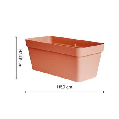 Cleo Rectangle Flower Box D60cm Terracotta With Wheels