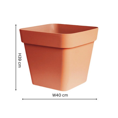 Cleo Square Planter D40cm Terracotta With Wheels