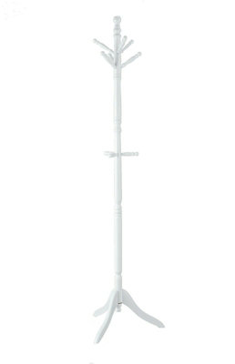 CLEO WOODEN COAT STAND WITH 9 HOOKS-Solid Wood in White Finish