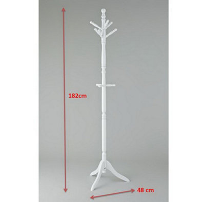 CLEO WOODEN COAT STAND WITH 9 HOOKS-Solid Wood in White Finish