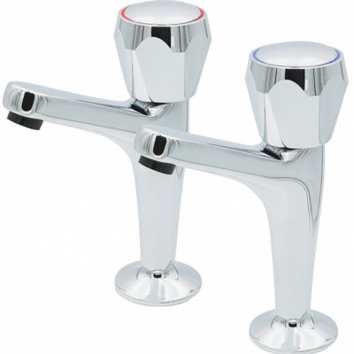 Clever Araya Mercia High Neck Kitchen Tap Pair Chrome - Modern Hot and ...