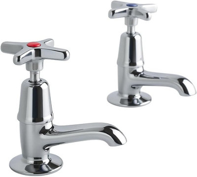 Clever Chrome Basin Pillar Tap Pair, Classic Hot & Cold Taps for Two ...