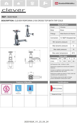 Clever Chrome Basin Pillar Tap Pair, Classic Hot & Cold Taps for Two ...