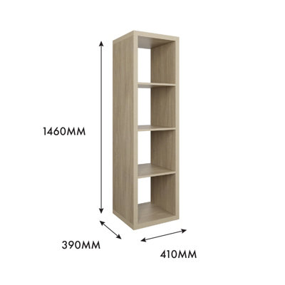 Clever Cube Rectangle 4 Compartment Storage Unit Light Oak