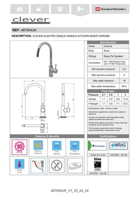 Clever Elektro Single Handle Kitchen Mixer Tap Chrome Finish - Modern ...